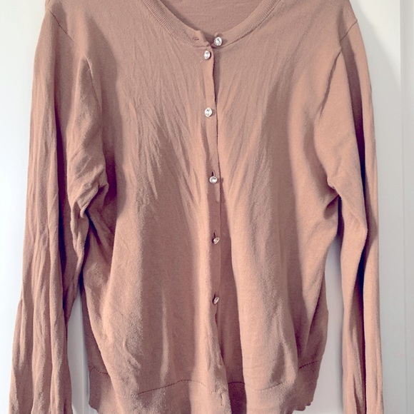 J. Crew | Sweaters | Tan Cardigan With Bling Buttons Very Cute On ...